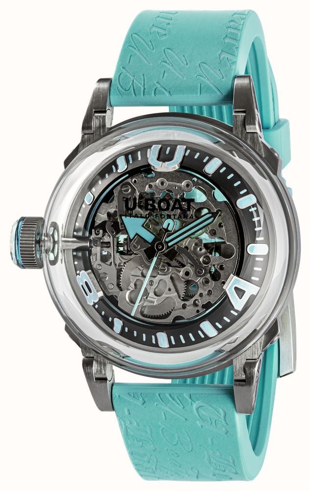U-Boat U-65 Automatic SS (44mm) Skeleton Dial / Turquoise Silicone ...