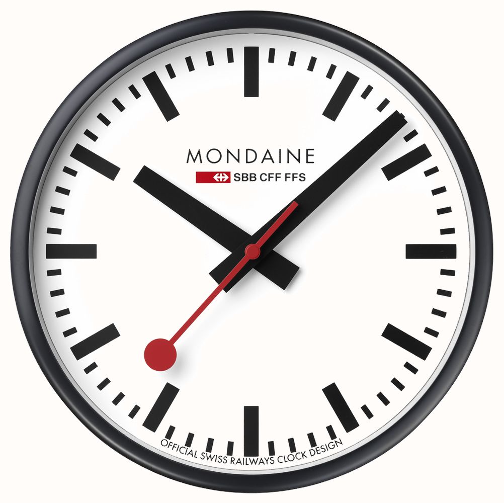 Mondaine 'Official Swiss Railways Clock' 25cm Quartz Wall Clock - Black ...