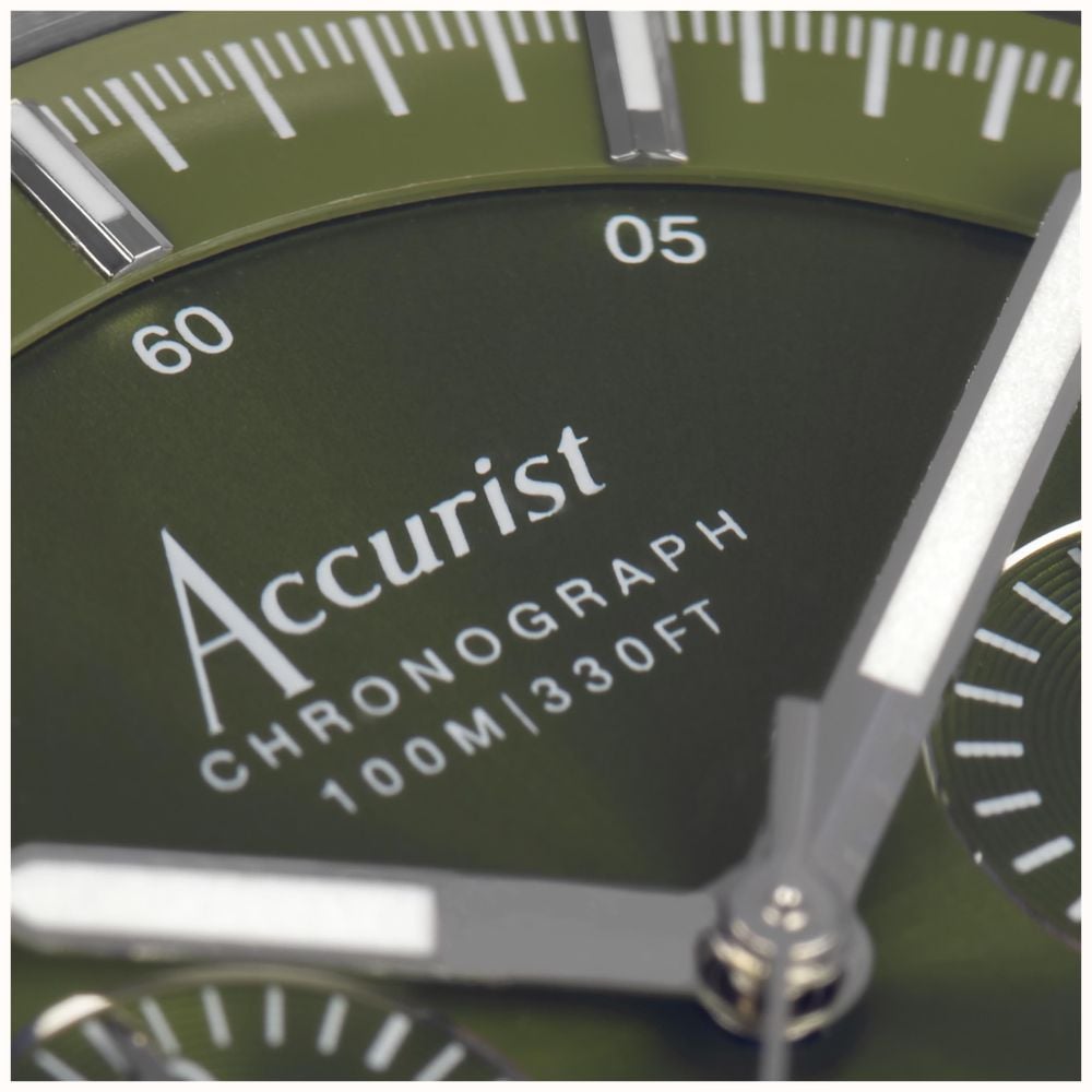 Accurist Men's Origin Quartz Chronograph (41mm) Green Dial / Stainless ...
