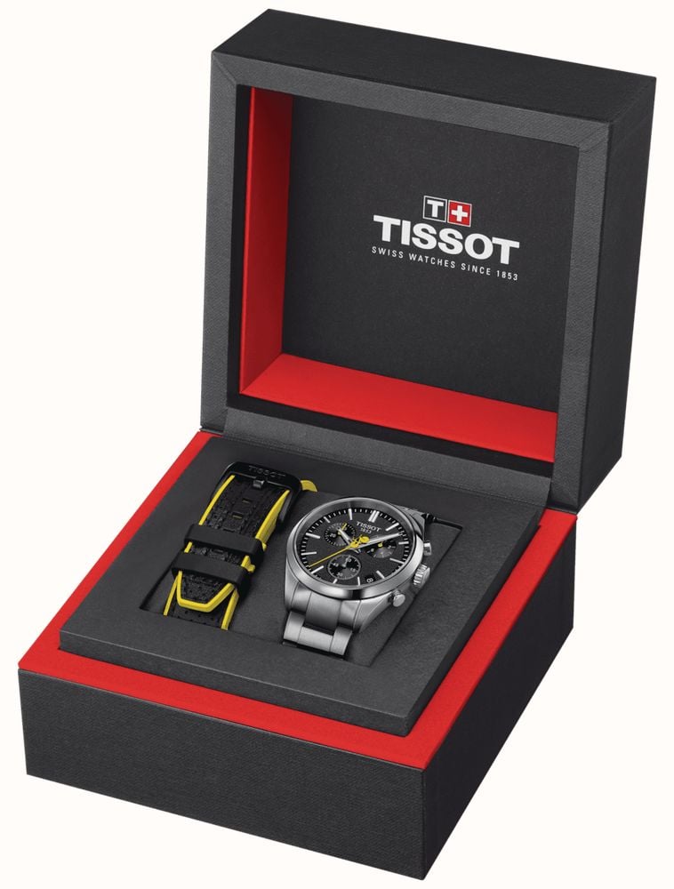 Tissot PR 100 Tour De France (40mm) Black Chronograph Dial / Stainless ...