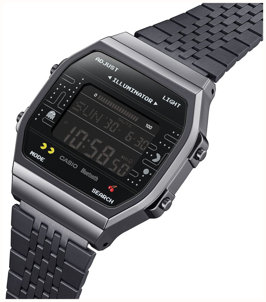 Casio X PAC-MAN Special Edition (37.9mm) Black Digital Dial / Black PVD ...
