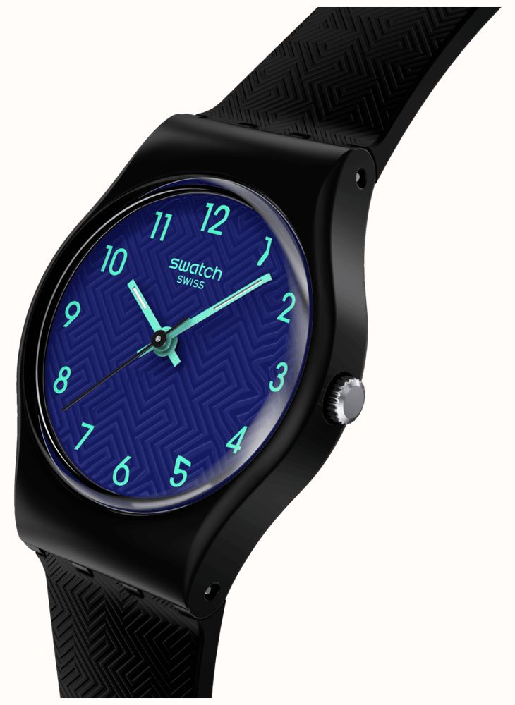 Swatch GRACE IN TIME (25mm) Blue Dial / Black Silicone Strap LB188 ...