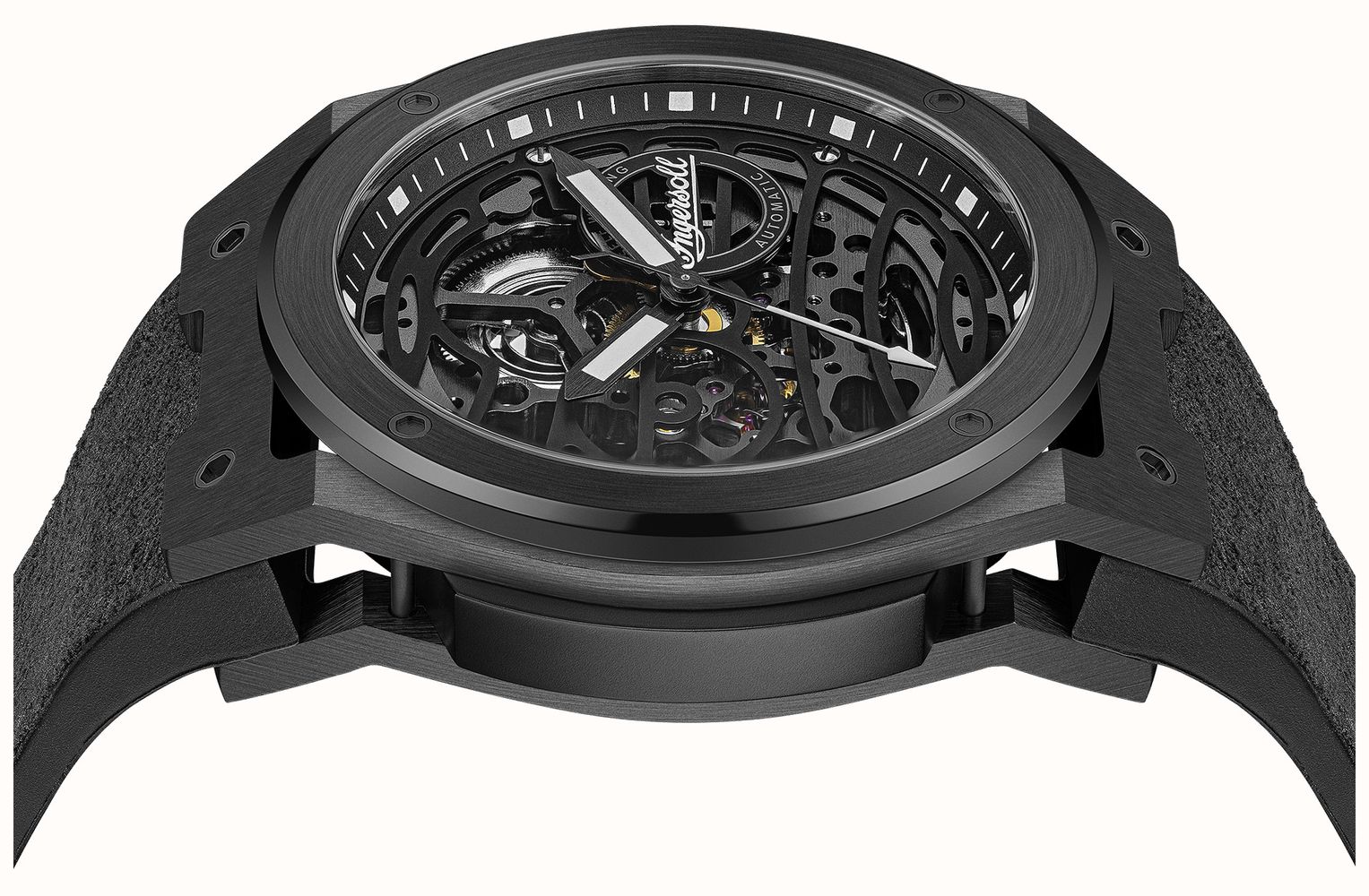 Ingersoll THE SPRINGFIELD Automatic (48mm) Black Skeleton Dial / Black ...
