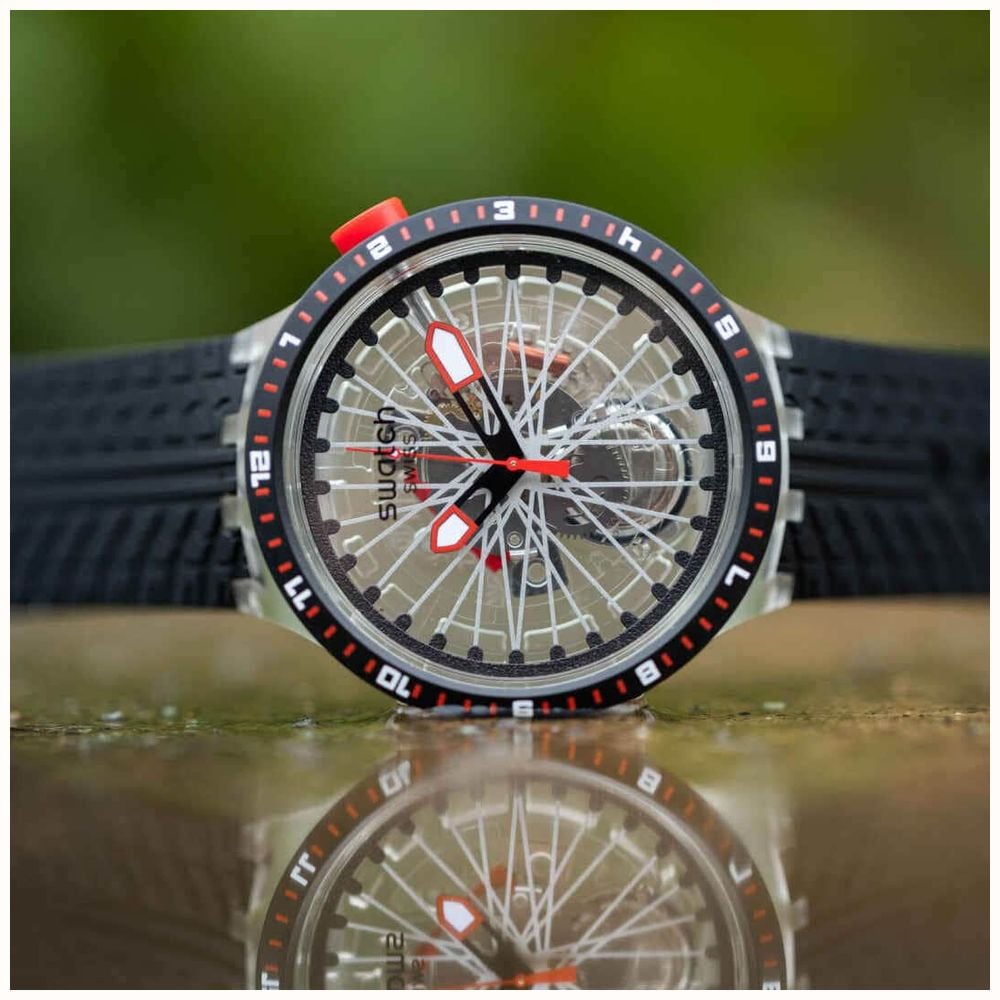 Swatch THE PILGRIM - TREAD ON IT (47mm) Transparent Dial / Black ...