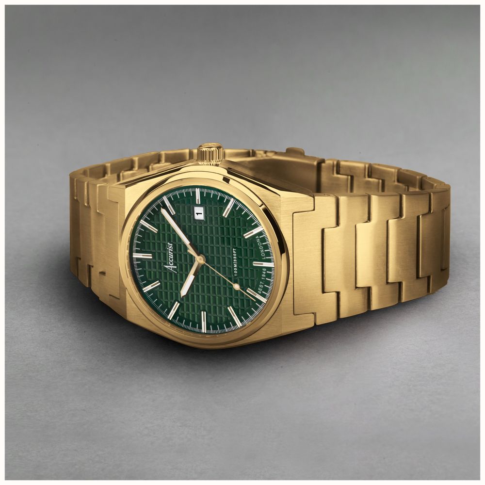 Accurist Men's Origin (41mm) Textured Green Dial / Gold Ion-Plated ...
