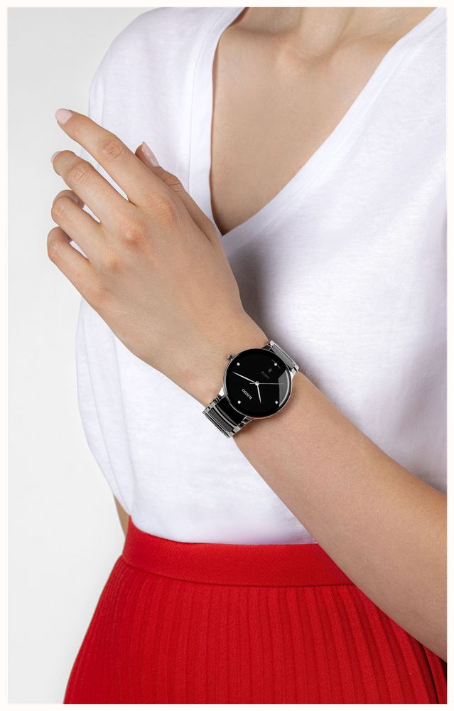 RADO Centrix Diamonds (39.5mm) Black Dial / Black Ceramic Stainless ...