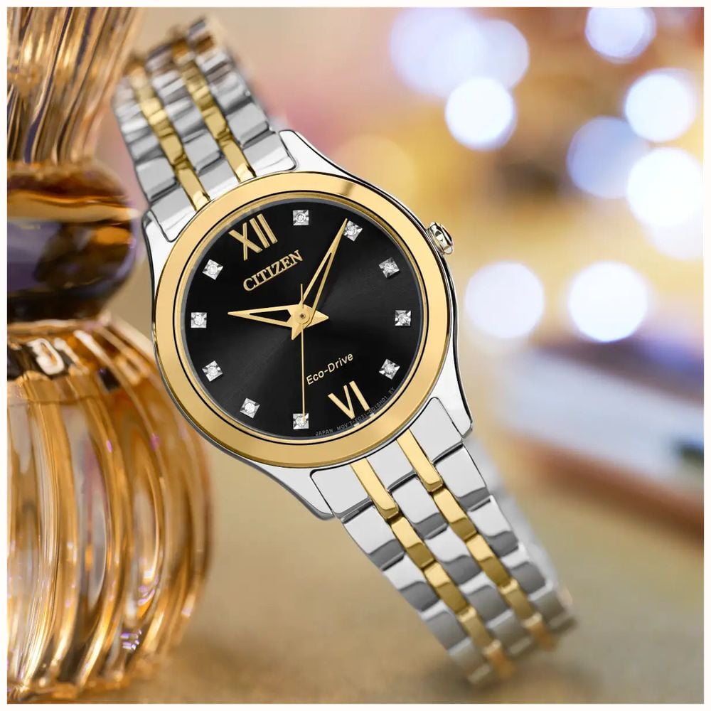 Citizen Women's Silhouette Diamond | Eco-Drive | Black Diamond Dial ...
