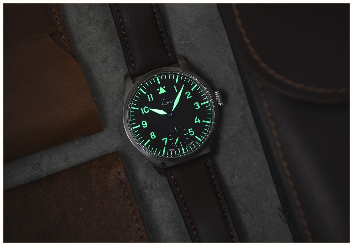 Laco Ulm 39 (39mm) Black Dial / Brown Leather Strap 862172 - First ...