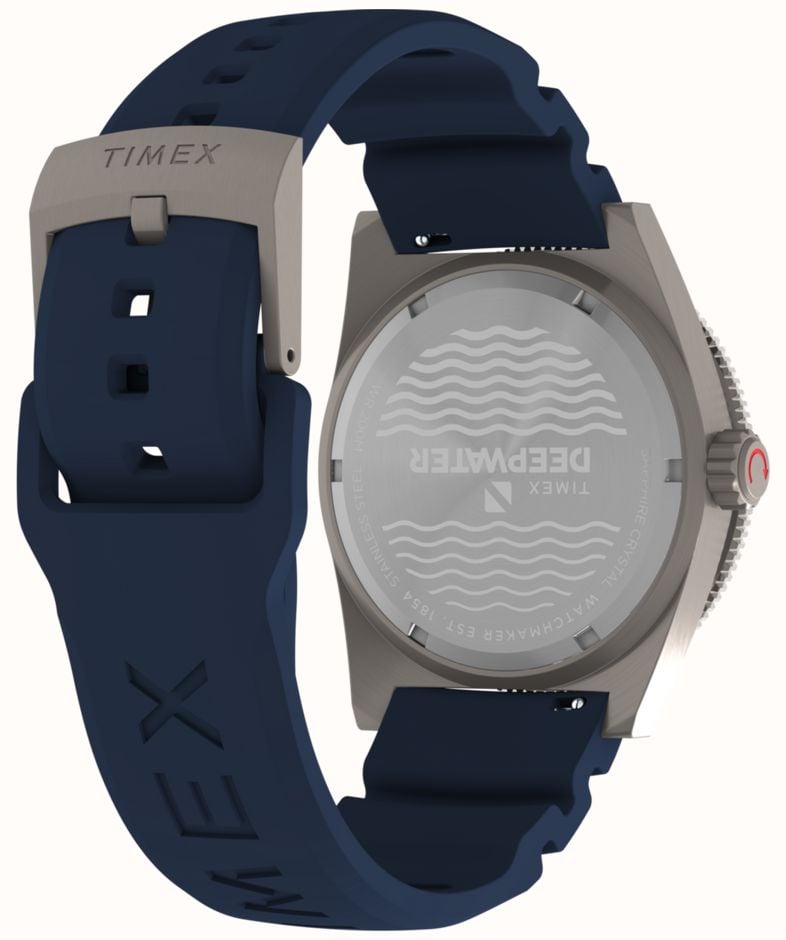 Timex Deepwater Reef 200 GMT (41mm) Black Dial / Blue Synthetic Rubber ...
