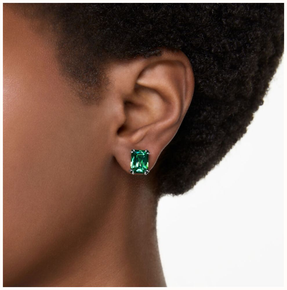 Swarovski Matrix Stud Earrings Gold Tone Plated Green Crystals 5677142 ...