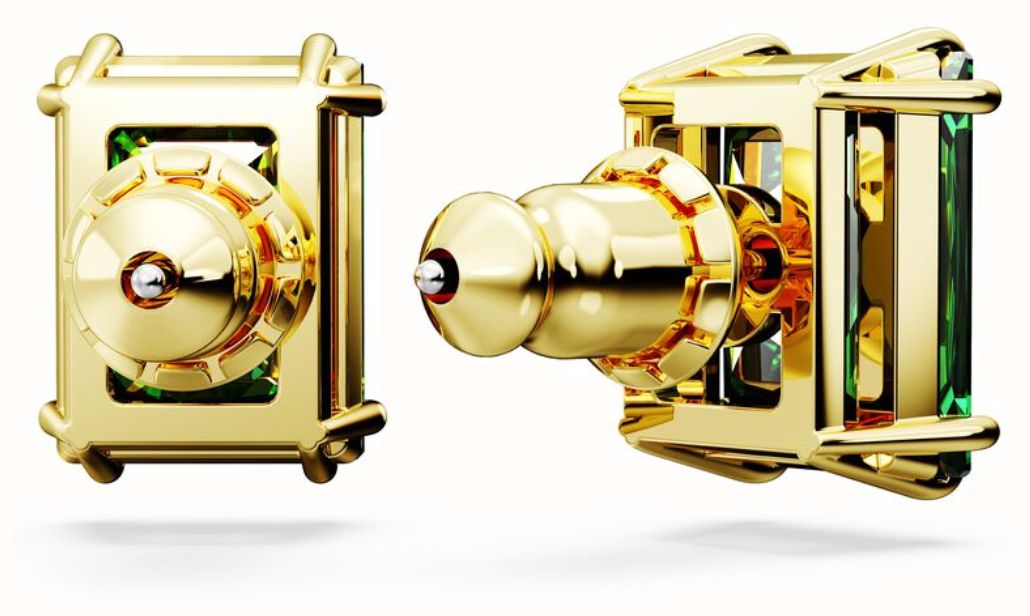 Swarovski Matrix Stud Earrings Gold Tone Plated Green Crystals 5677142 ...