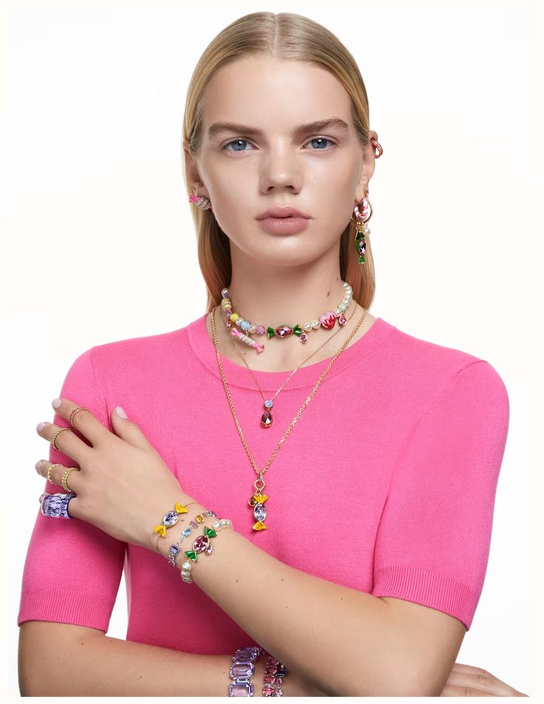 Swarovski Matrix Hoop Earrings | Rose Gold-Tone Plated | Pink Crystals ...