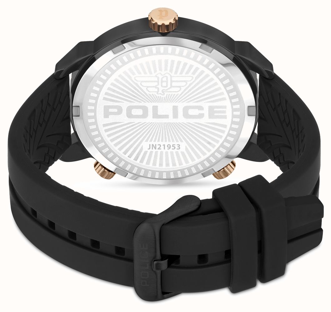 Police Men's Ray (51mm) Black Dial / Black Silicone Strap PEWJN2195301 ...