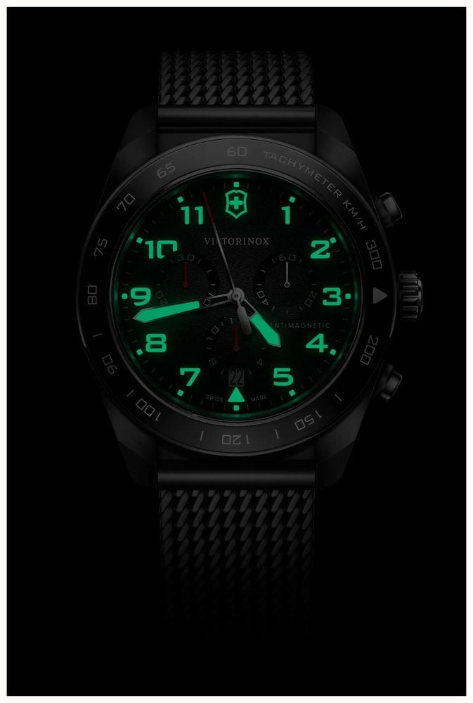 Victorinox Swiss Army Quartz Chronograph (42mm) Black Dial / Stainless ...