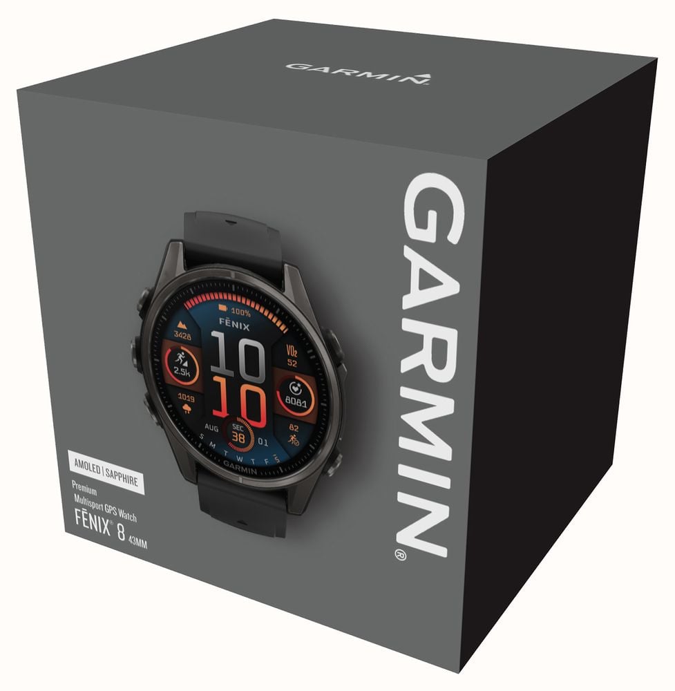 Garmin Fenix 8 43mm AMOLED Sapphire Premium Multisport GPS Smartwatch Carbon Grey 010-02903-21 ...