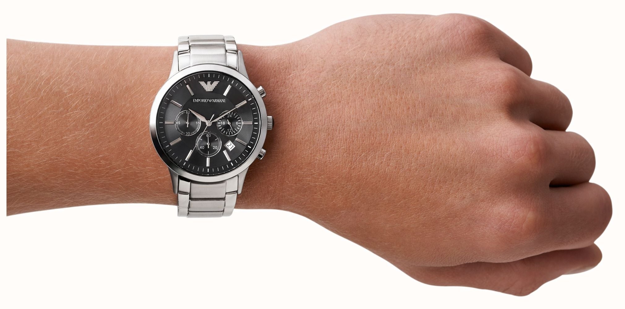 Emporio Armani Men's | Black Chronograph Dial | Stainless Steel ...