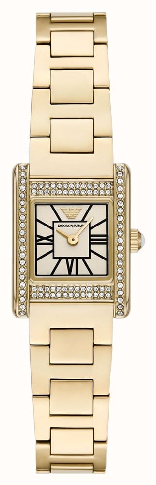 Emporio Armani Two-Hand Crystal Quartz (22mm) Gold Dial / Gold PVD ...