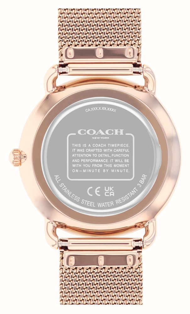 Coach Elliot (36mm) Silver Dial / Rose Gold-Tone Steel Mesh Bracelet ...