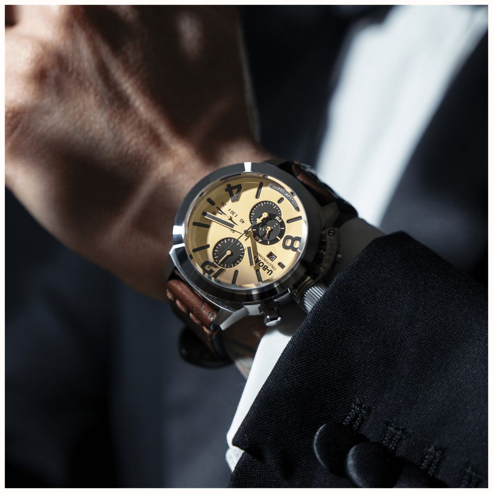 U-Boat CLASSICO 45 Tungsteno CAS2 (45mm) Beige Dial / Cognac Brown ...