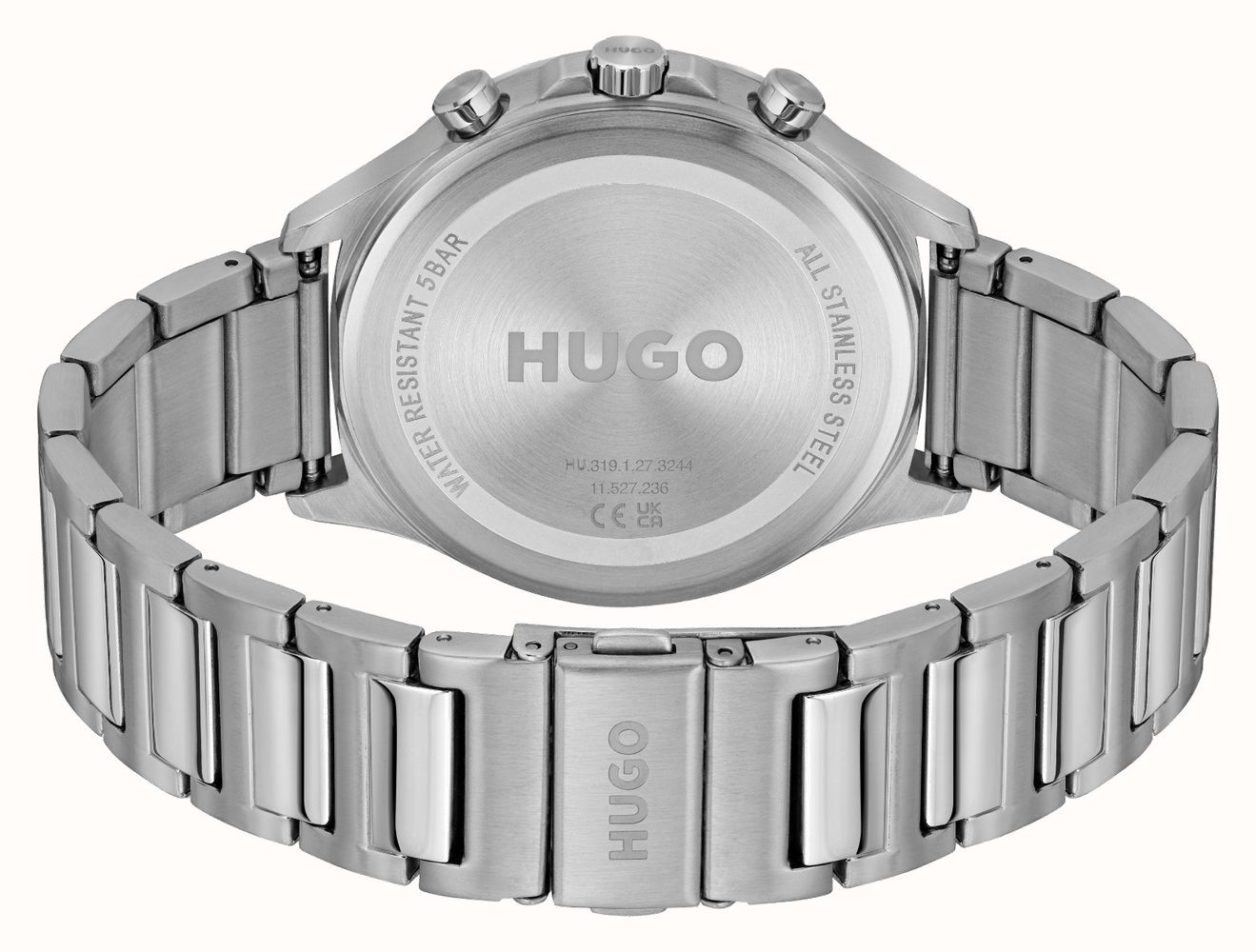 HUGO #SMASH Multifunction (43mm) Black Dial / Stainless Steel Bracelet ...