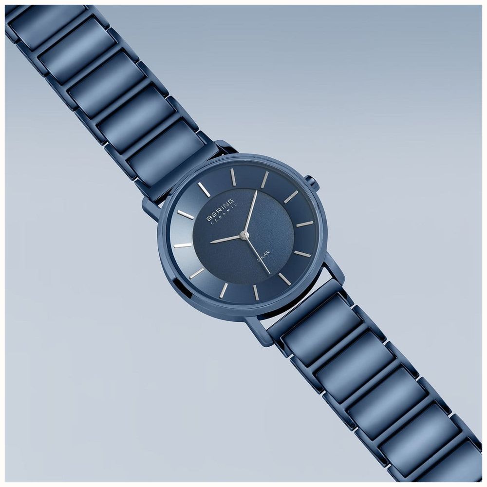Bering Women's Solar Blue Dial / Blue Ceramic And Stainless Steel ...