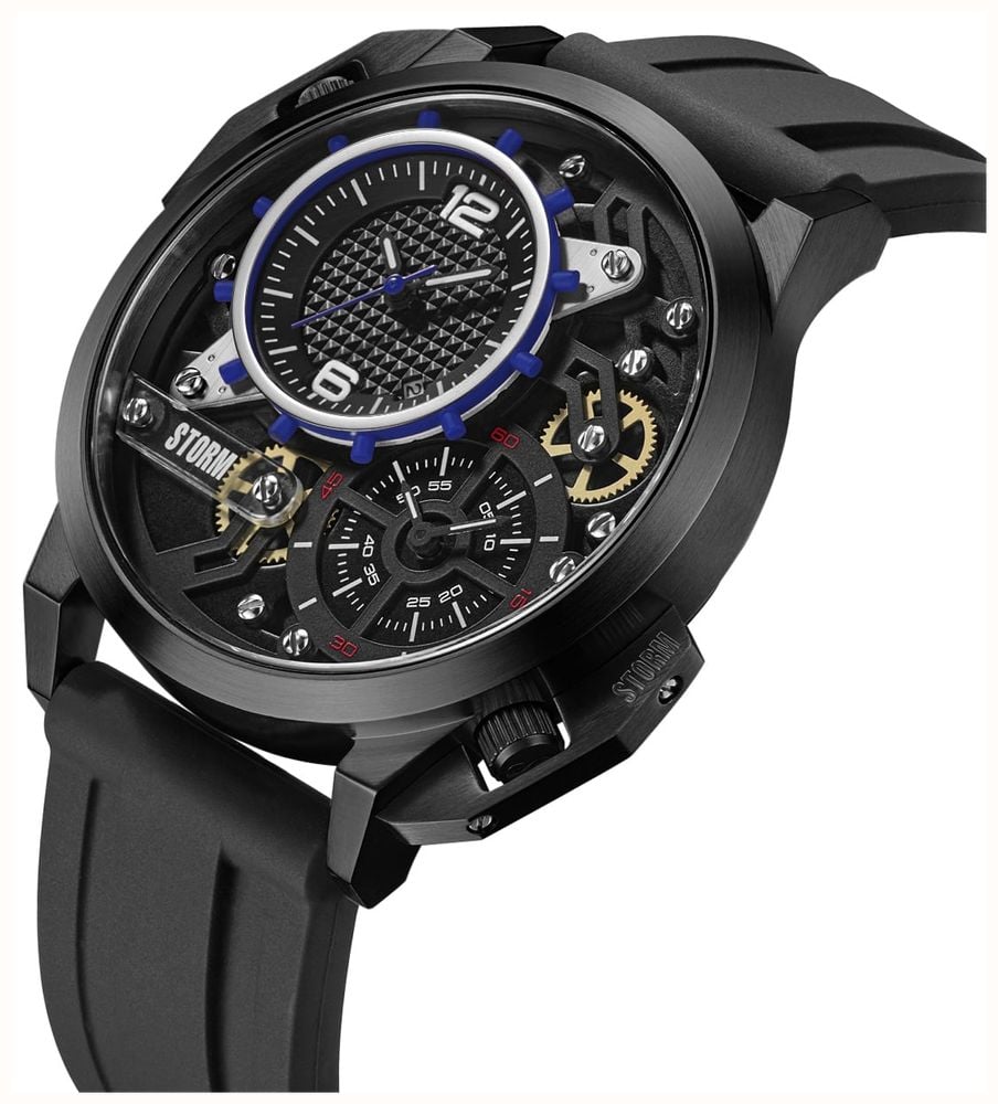 STORM Men's Dualaton Rubber Slate Blue (47mm) Black Dial / Black Rubber ...