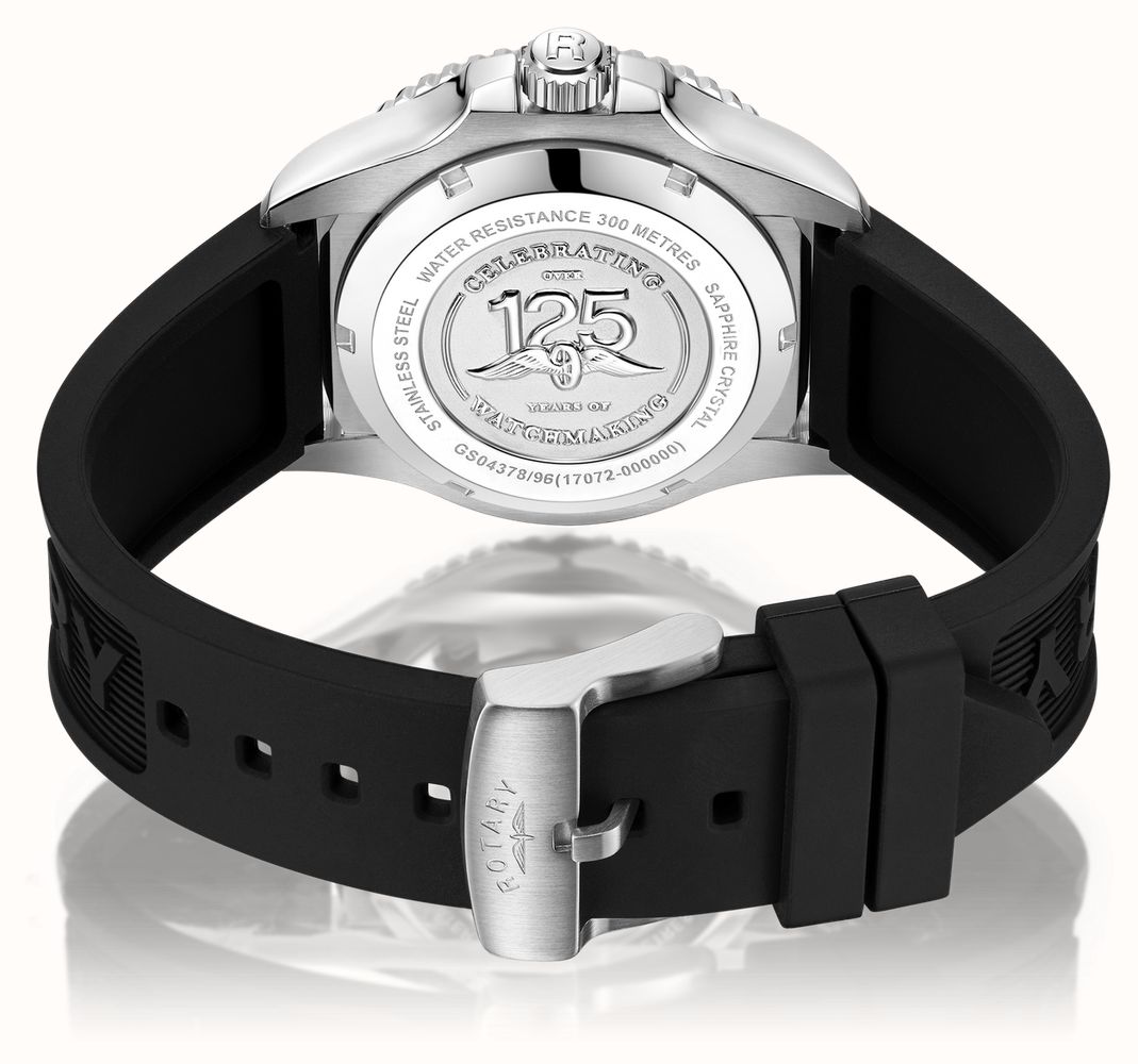 Rotary Men's Seamatic Automatic GMT (42mm) Black Dial / Black Silicone ...