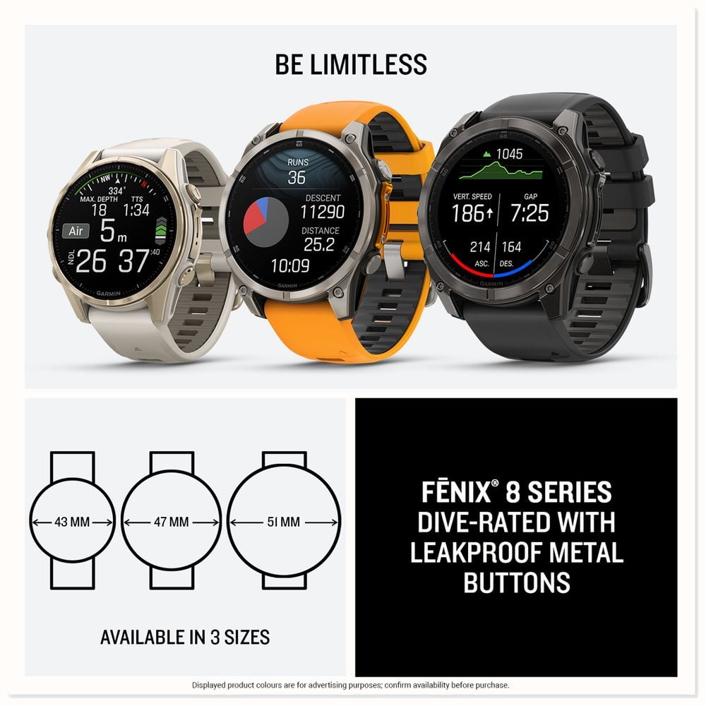 Garmin Fenix 8 51mm AMOLED Sapphire Premium Multisport GPS Smartwatch ...