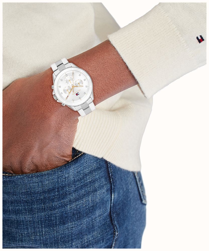 Tommy Hilfiger Women's Mellie (40mm) White Dial / Stainless Steel ...