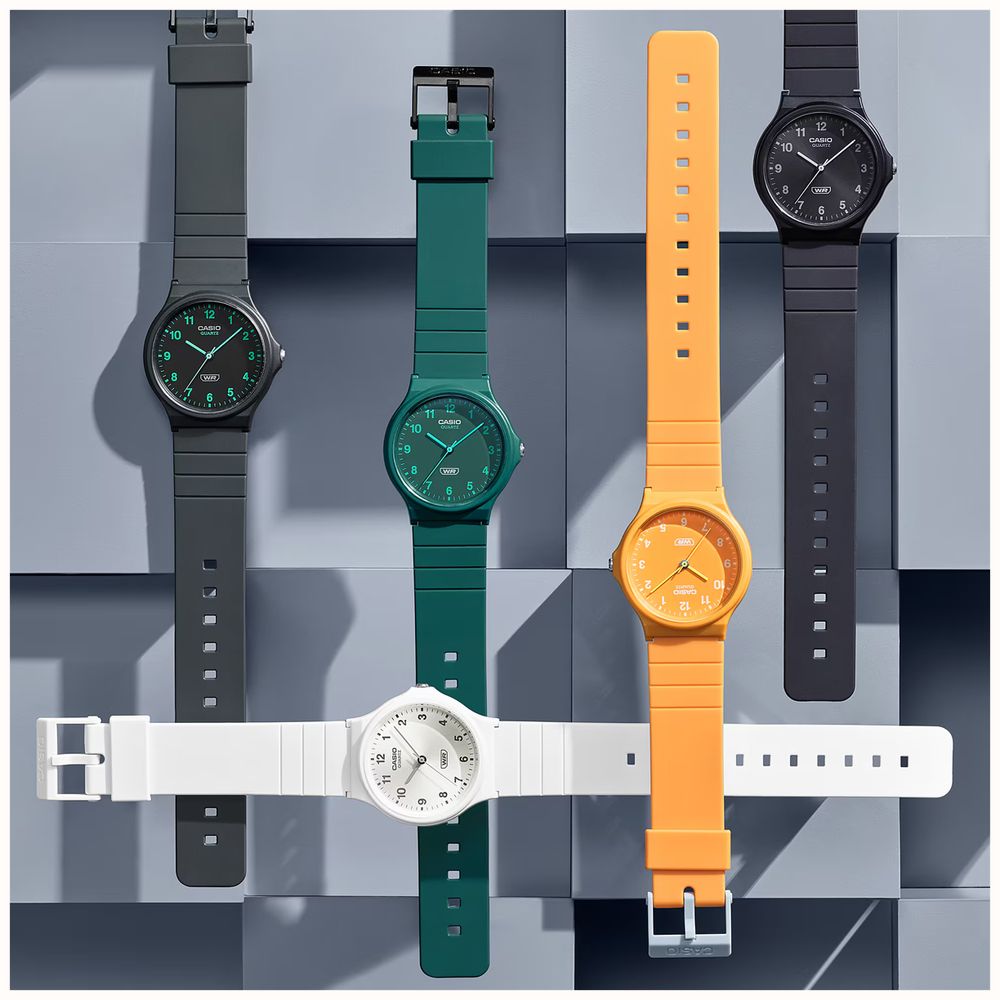 Casio Pop MQ-24 Series (35mm) Orange Dial / Orange Bio-Based Resin Band ...