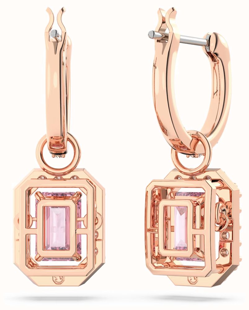 Swarovski Millenia Drop Earrings | Rose Gold-Tone Plated | Pink Octagon ...