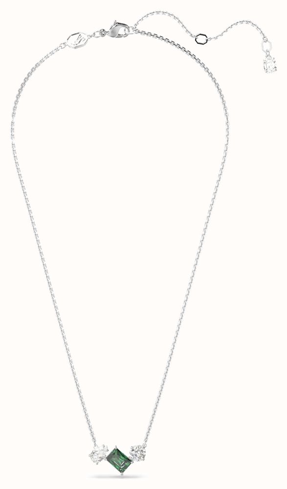 Swarovski Mesmera Necklace Rhodium Plated Green And White Crystals ...