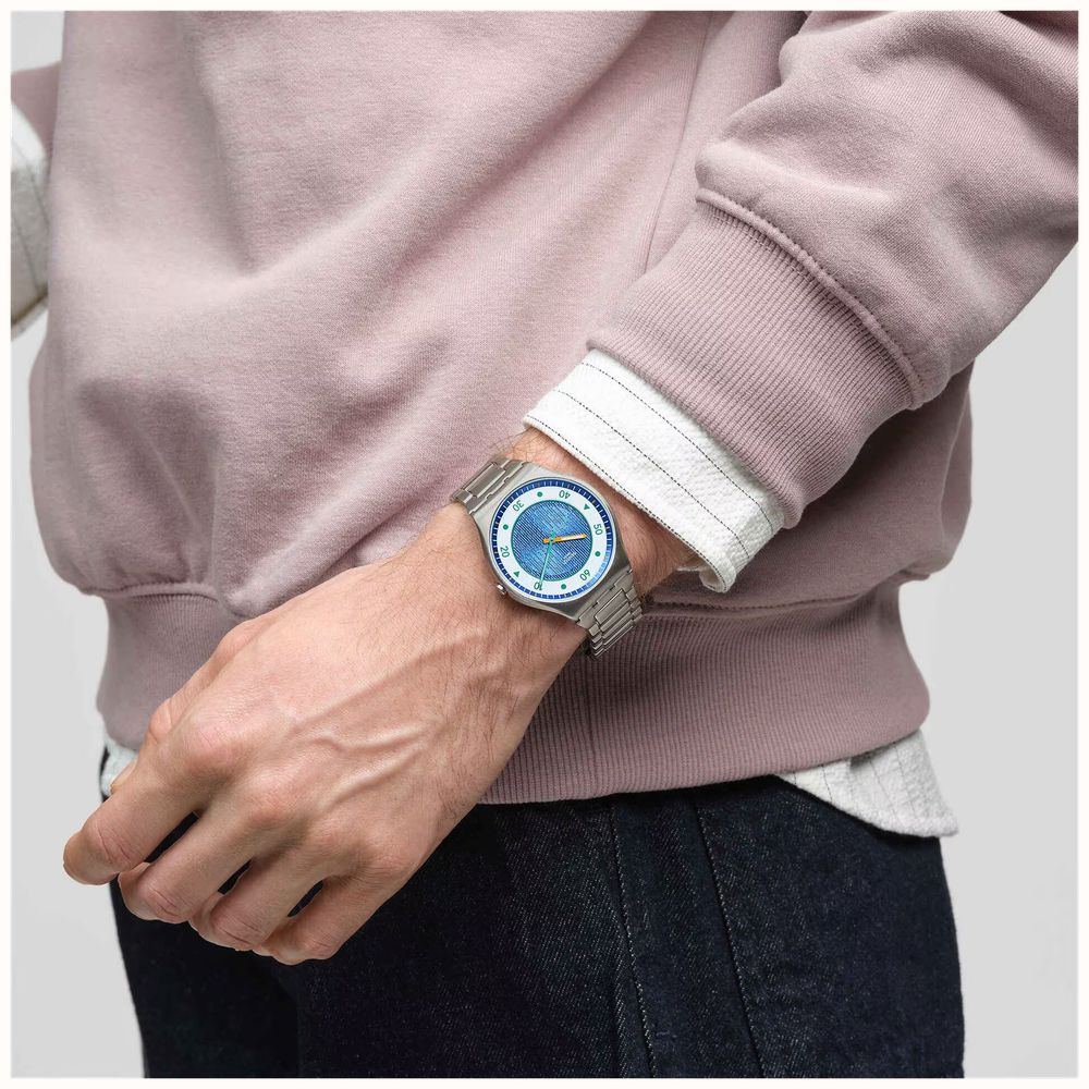 Swatch SPLASH DANCE (42mm) Blue Dial / Stainless Steel Bracelet ...