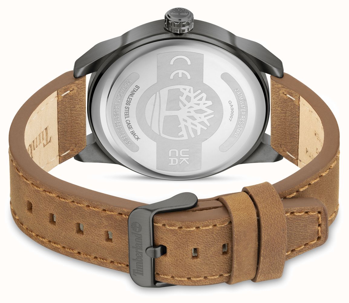 Timberland Ripley-Z Quartz (46mm) Black Dial / Brown Leather Strap ...