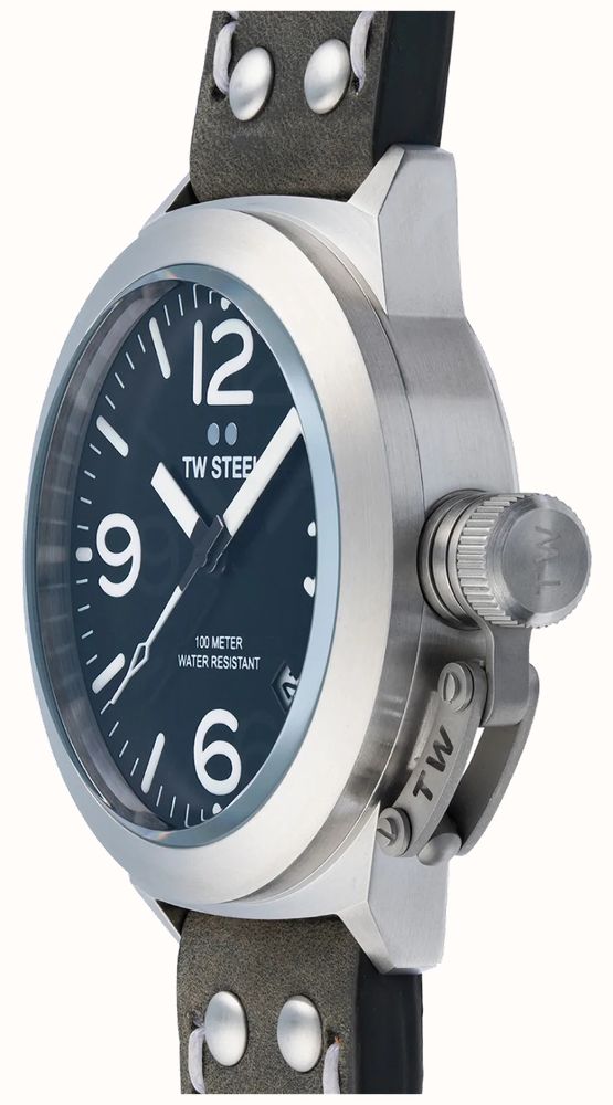 TW Steel Canteen (45mm) Dark Grey Dial / Dark Grey Italian Leather Strap CS101 - First Class ...
