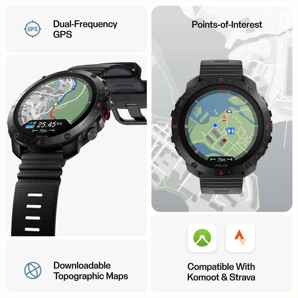 Polar Grit X2 Pro Premium GPS Smart Sports Watch With Black Silicone ...