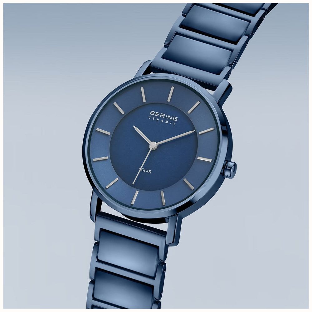 Bering Women's Solar Blue Dial / Blue Ceramic And Stainless Steel ...