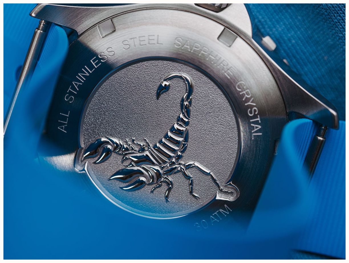 Laco Atlantik Automatic (39mm) Black & Blue Dial / Blue Rubber Strap ...