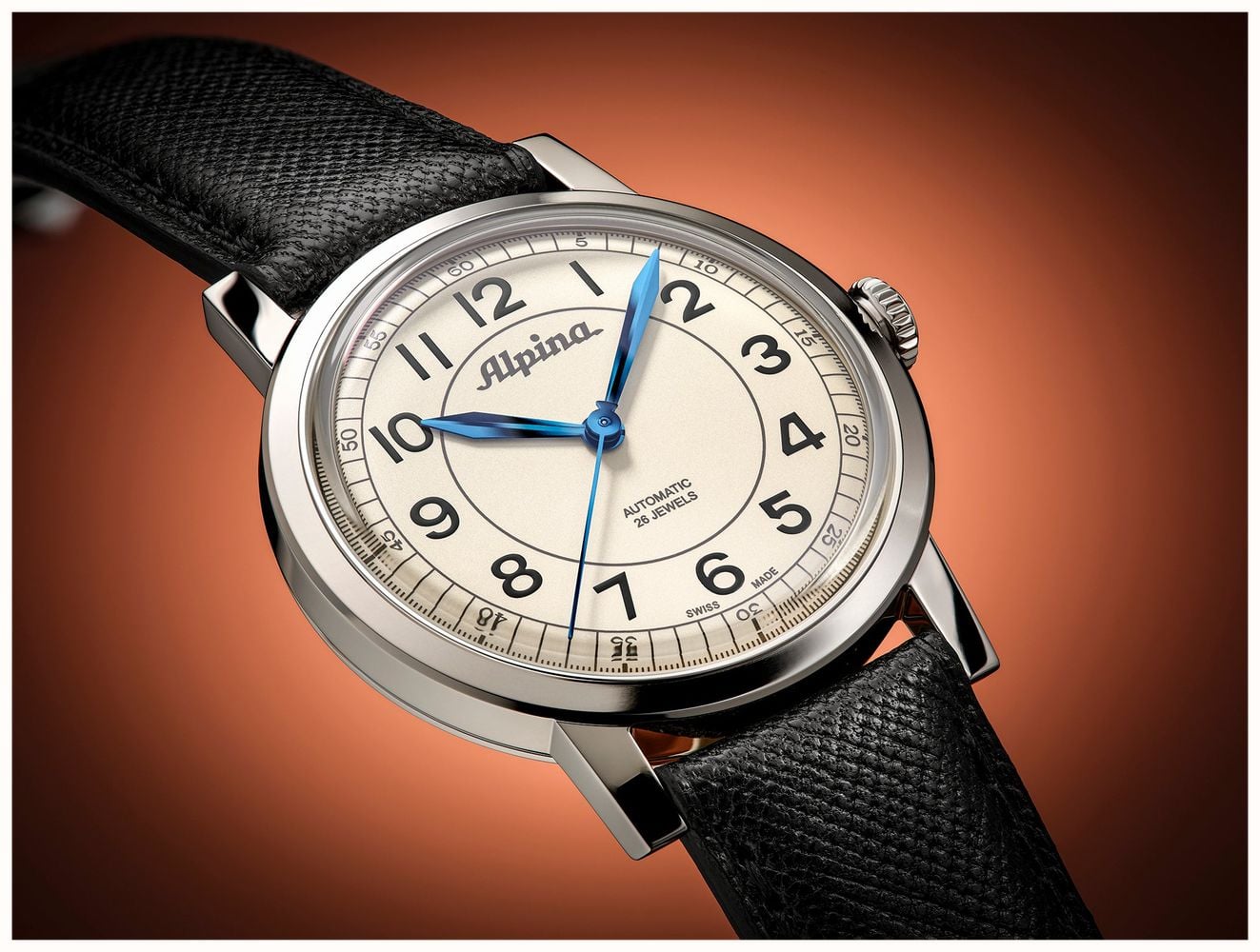 Alpina Heritage Automatic (38mm) Beige Dial / Black Calf Leather Strap ...