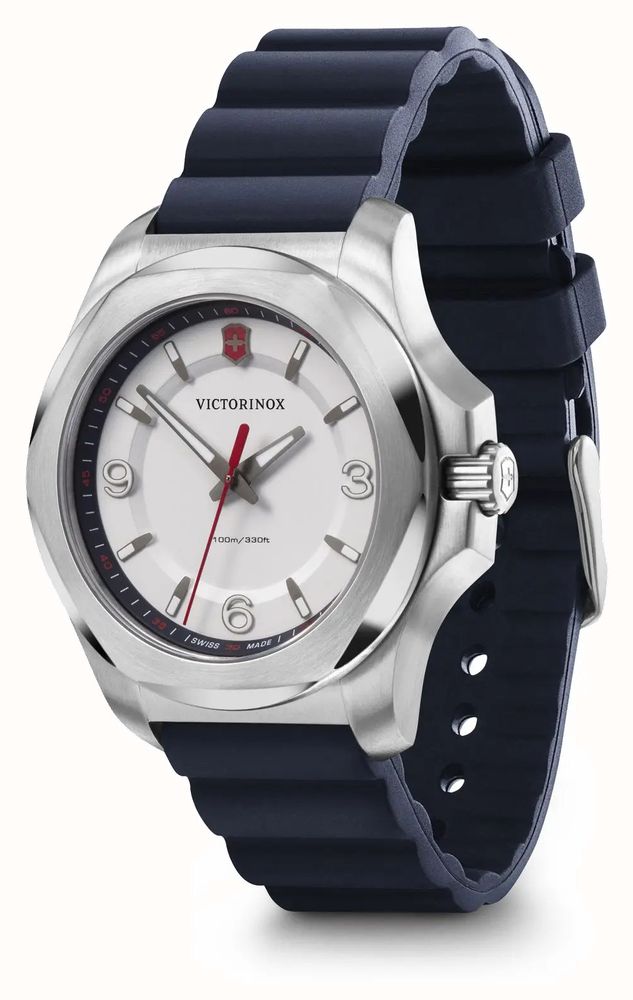 Victorinox I.N.O.X. V Quartz (37mm) White Dial / Dark Blue Rubber Strap ...