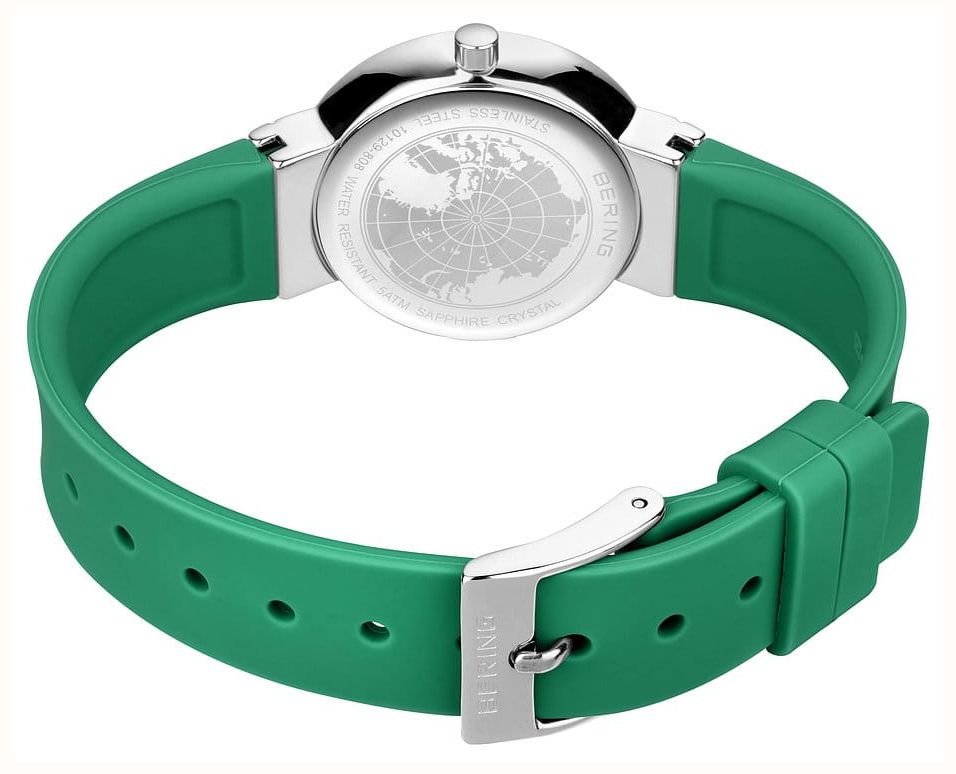 Bering Women's Classic (29mm) Green Dial / Green Silicone Strap 10129 ...