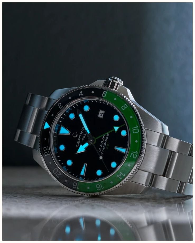 Certina DS Action GMT Powermatic 80 (41mm) Black Dial / Stainless Steel ...