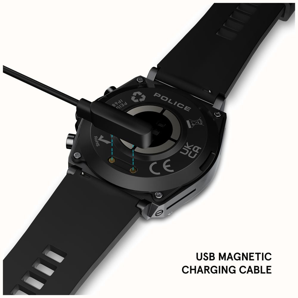 Police MyAvatar AMOLED Smartwatch (45mm) Digital Dial / Black Silicone ...