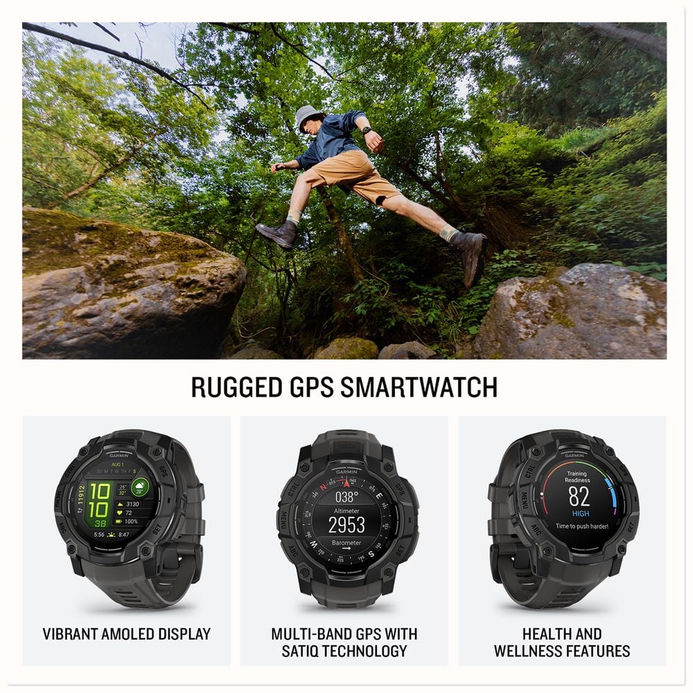 Garmin Instinct 3 AMOLED Outdoor GPS Smartwatch (50mm) Black With ...
