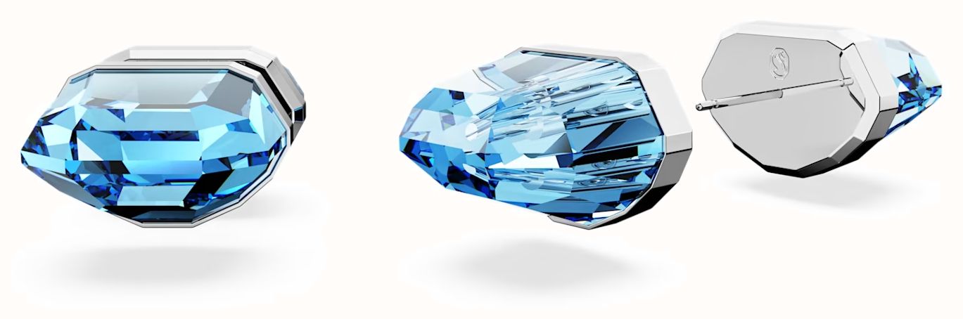 Swarovski Lucent Stud Earrings Blue | Rhodium Plated | Blue Crystal ...