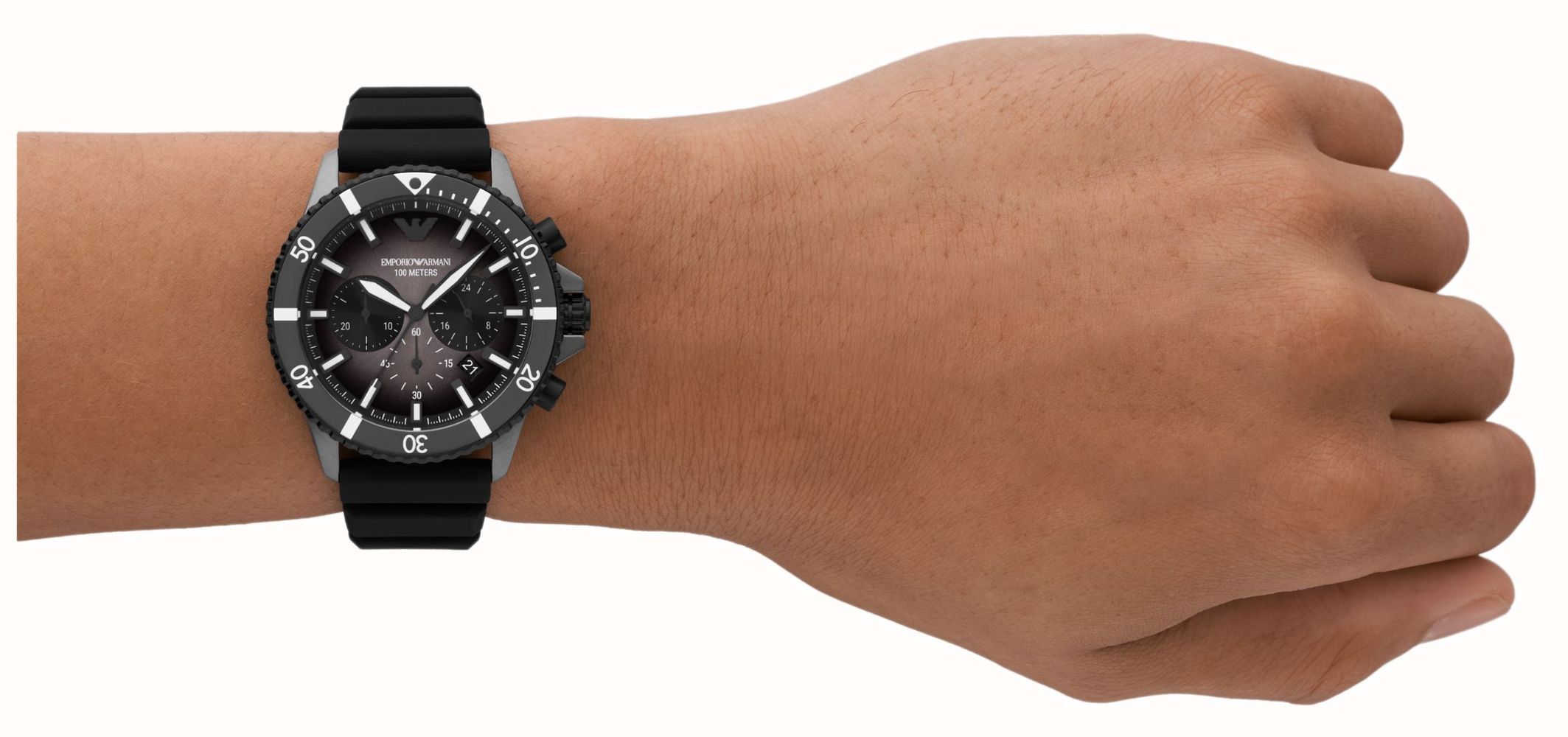 Emporio Armani Men's | Black Chronograph Dial | Black Silicone Strap ...