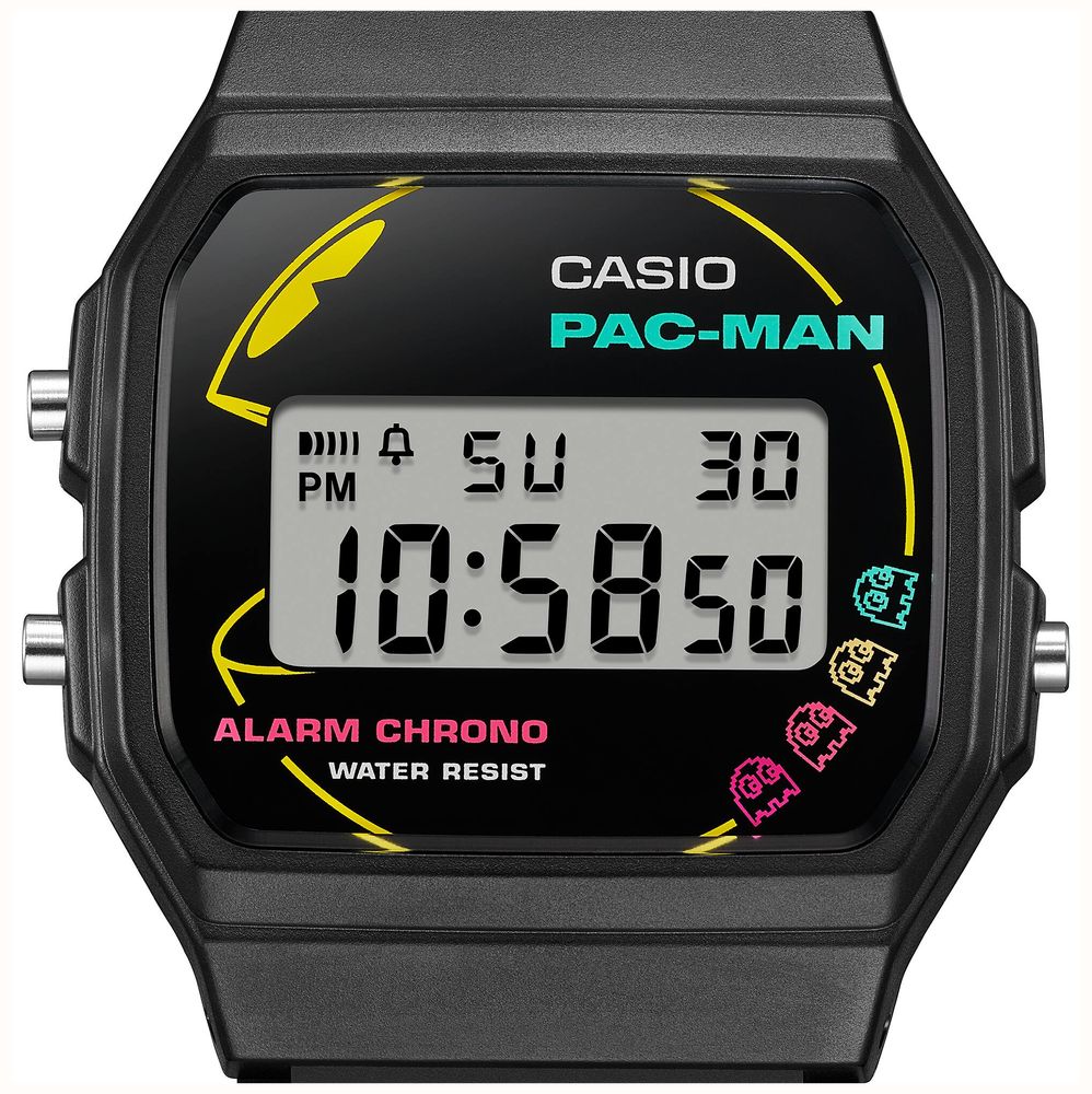 Casio X PAC-MAN Special Edition (35.2mm) Black Digital Dial / Black ...