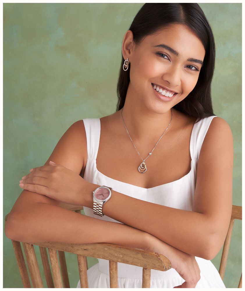 Olivia Burton Sports Luxe Bejewelled (34mm) Pink Dial / Stainless Steel ...