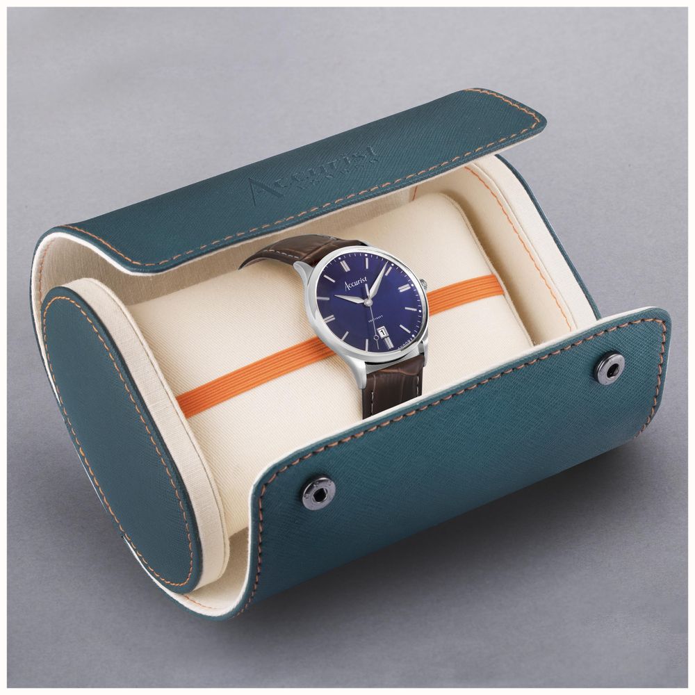 Accurist Men's Classic (37mm) Blue Dial / Brown Leather Strap 73005 ...