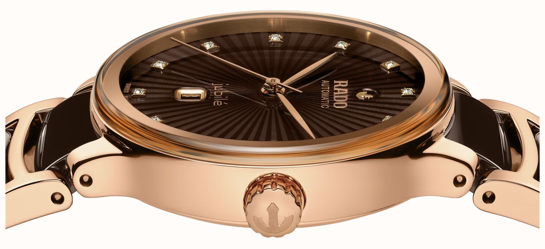 RADO Centrix Diamonds Automatic (30.5mm) Brown Dial / Brown High-Tech ...